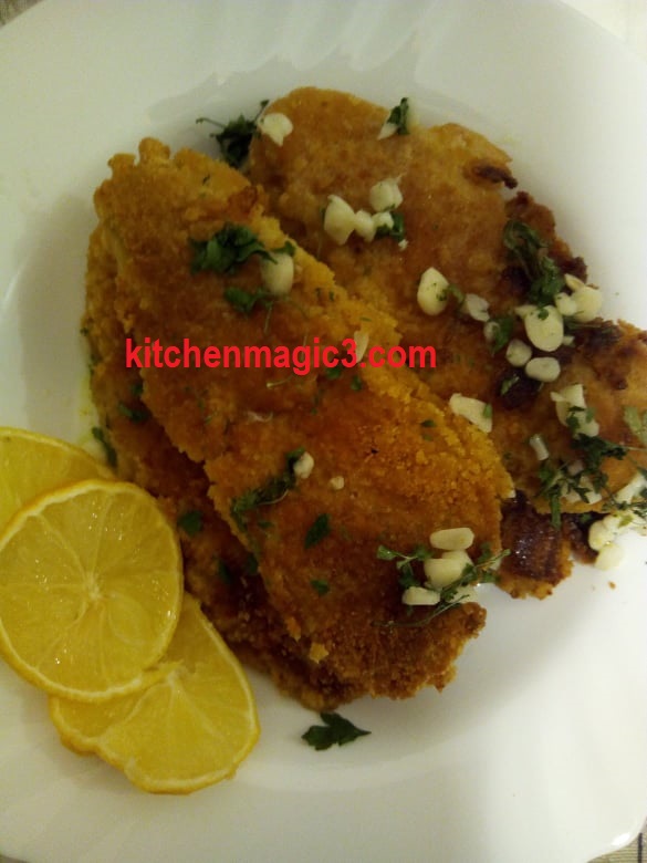 Pan-fried hake fillets & Cabbage Salad